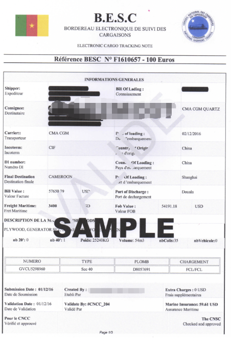 出口如何办理喀麦隆besc ectn证书