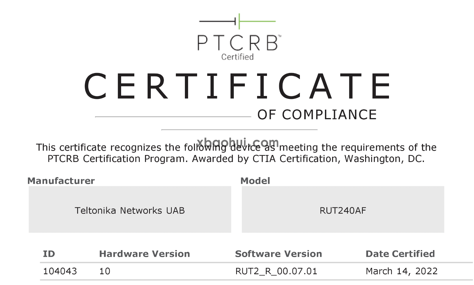 ptcrb认证介绍办理流程费用周期